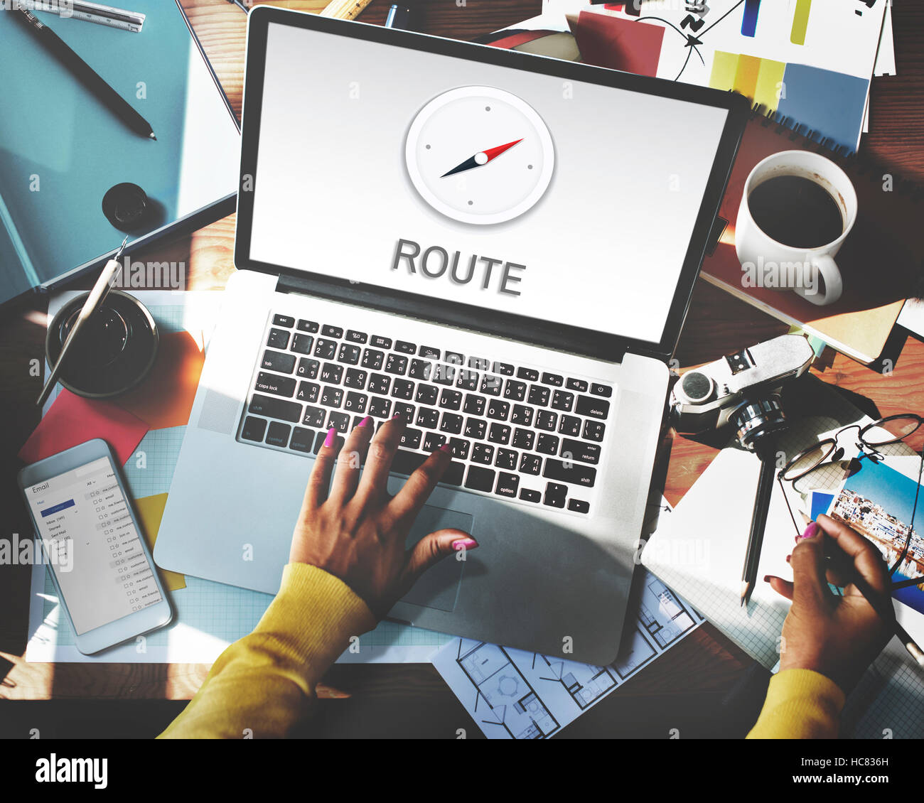 Route Destination Location GPS Map Concept Stock Photo - Alamy