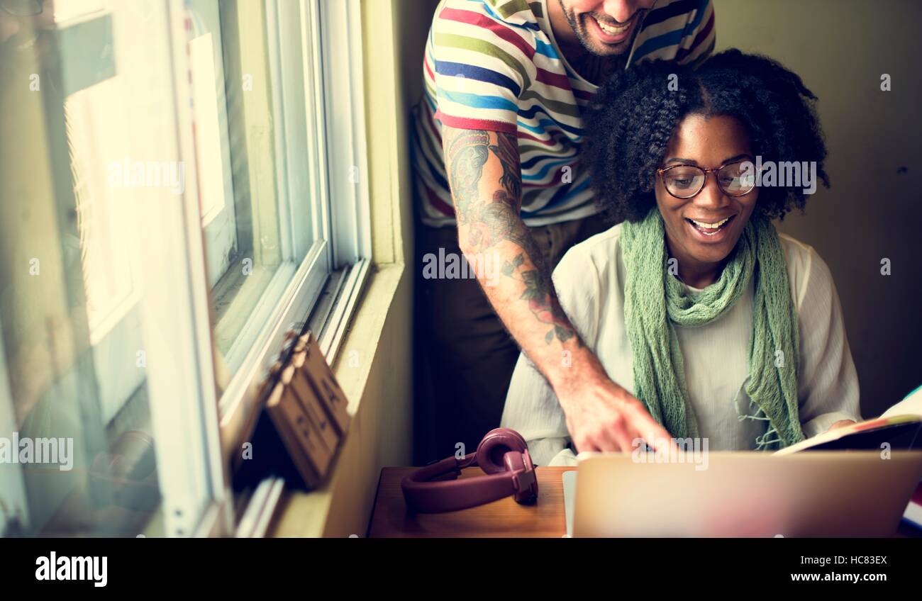 African Descent Friends Planning Strategy Team Concept Stock Photo - Alamy