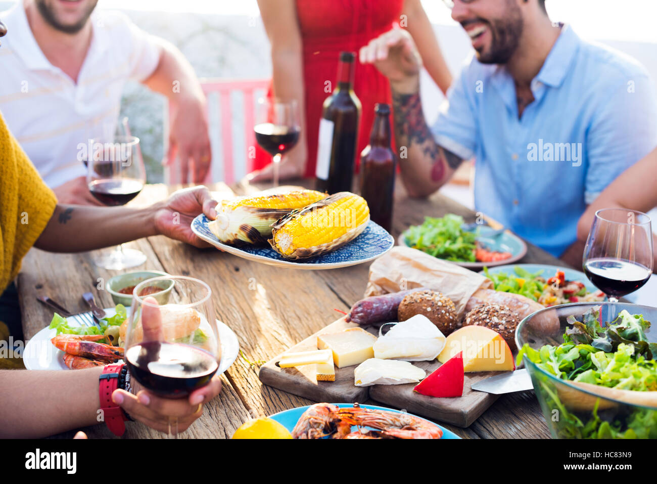 Group Of People Dining Concept Stock Photo - Alamy