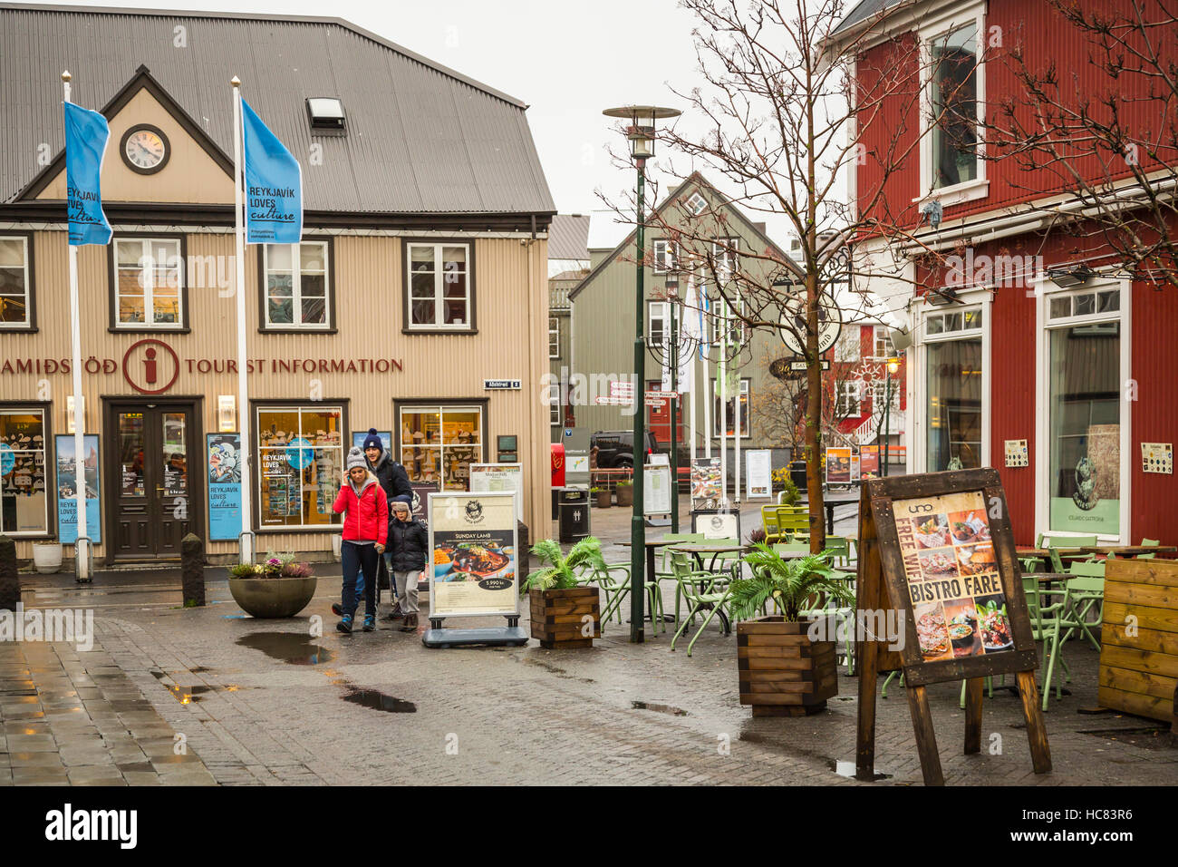A street in the capital city of Reykjavik, Iceland, Europe Stock Photo ...