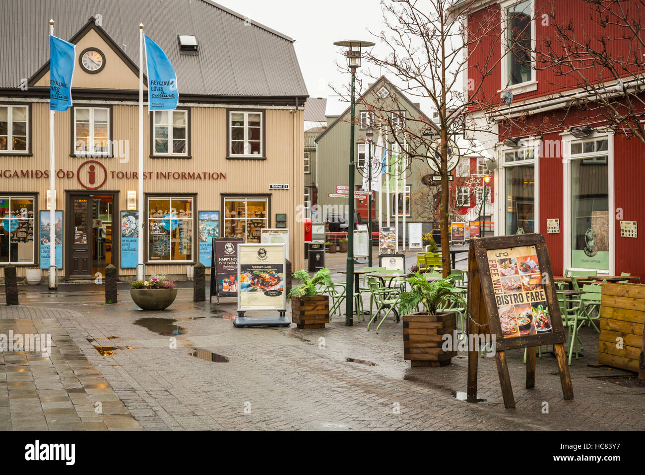 A street in the capital city of Reykjavik, Iceland, Europe Stock Photo ...