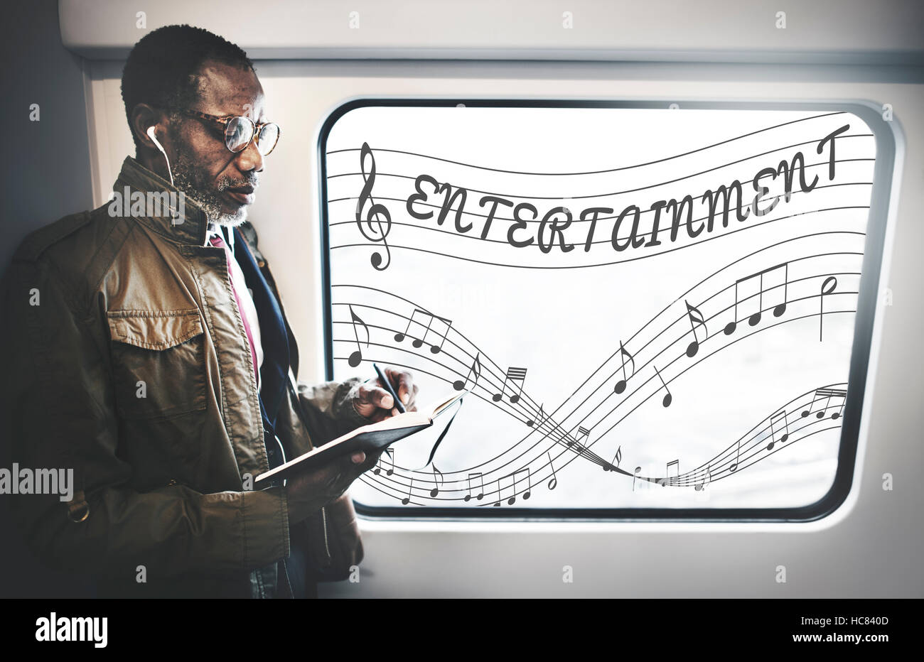 Music Notes Entertainment Melody Listening Concept Stock Photo - Alamy
