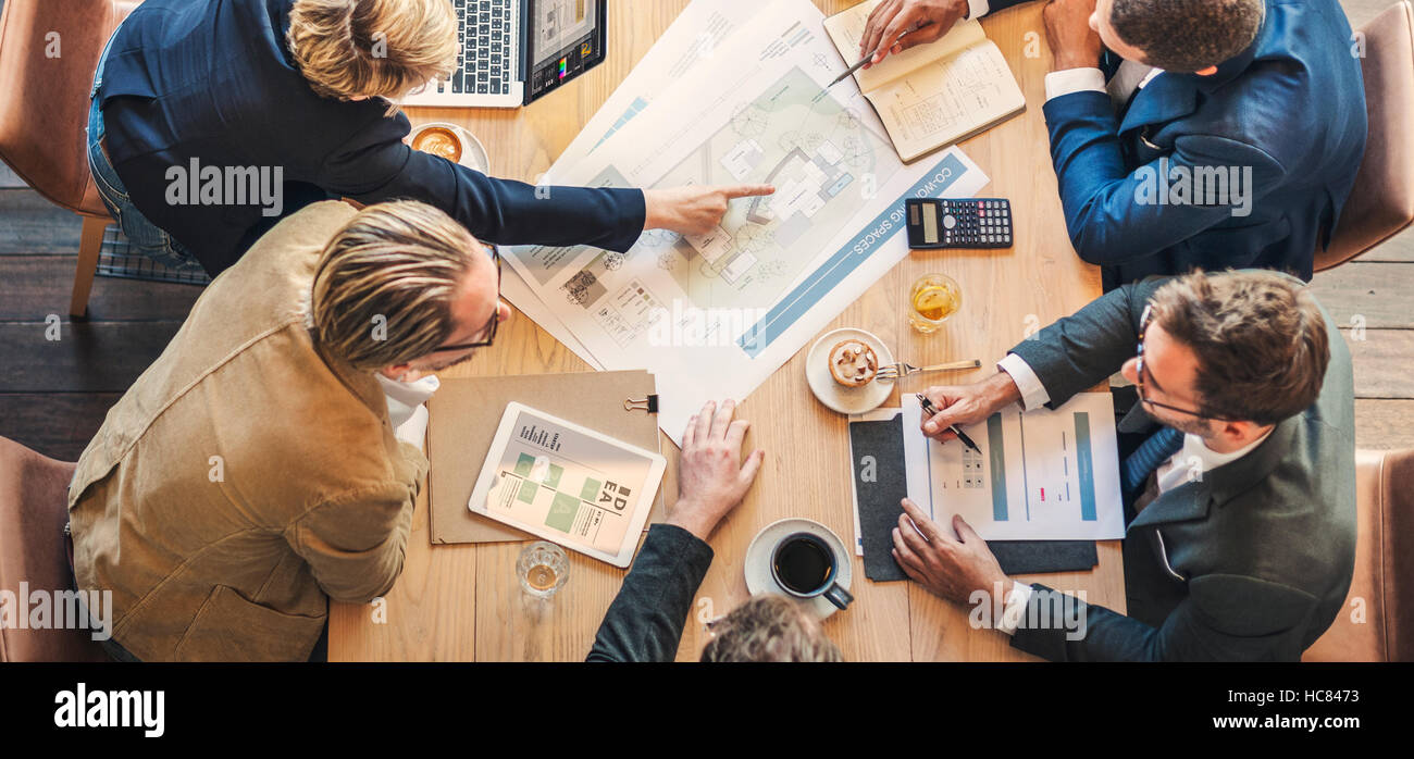People Meeting Brainstorming Blueprint Design Concept Stock Photo - Alamy
