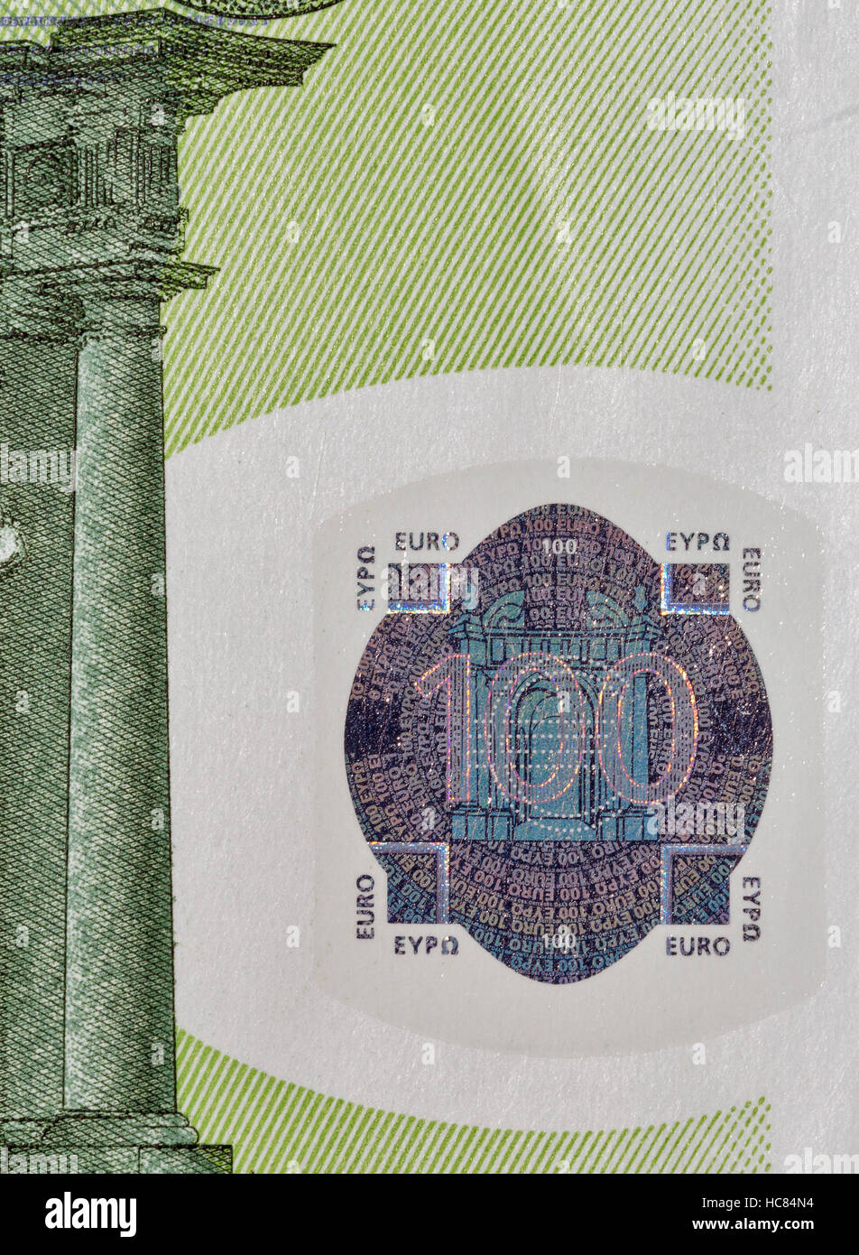 One hundred Euro banknote fragment closeup, front side Stock Photo - Alamy