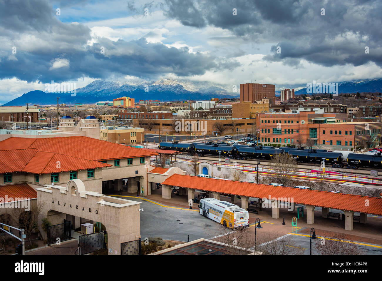 View of distant mountains and Alvarado Transportation Center in ...