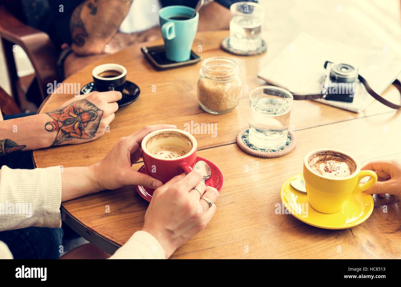 Group Of People Drinking Coffee Concept Stock Photo - Alamy