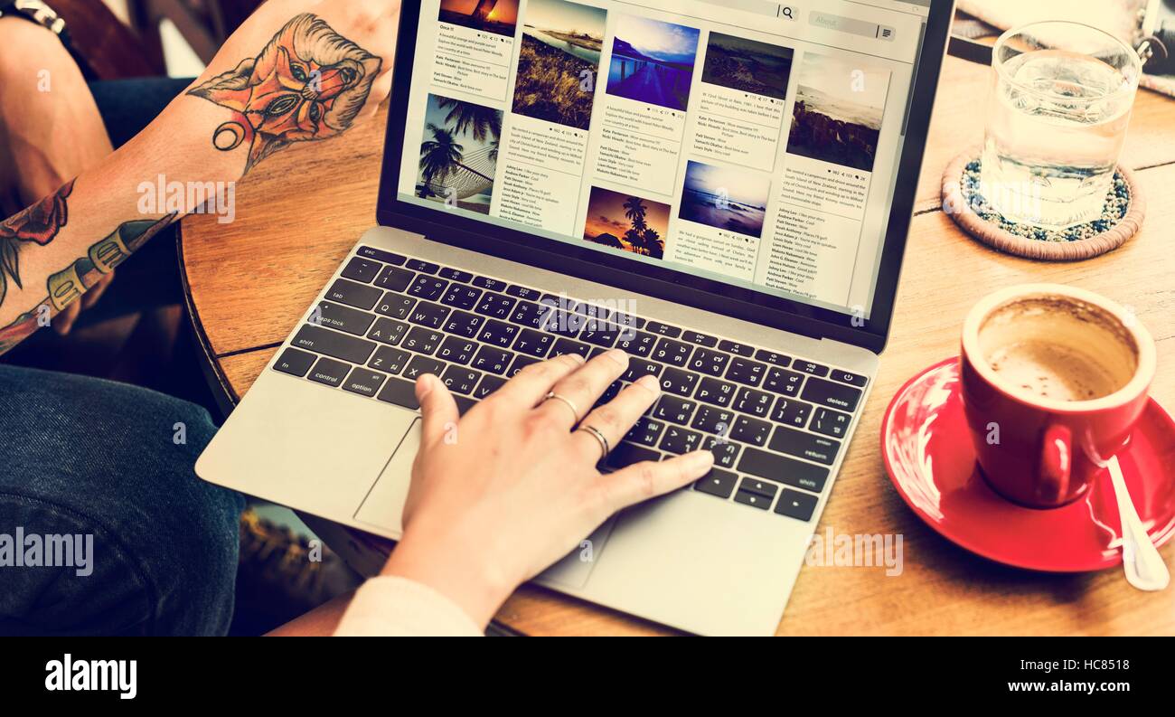 Person Browsing Internet On Laptop Concept Stock Photo - Alamy