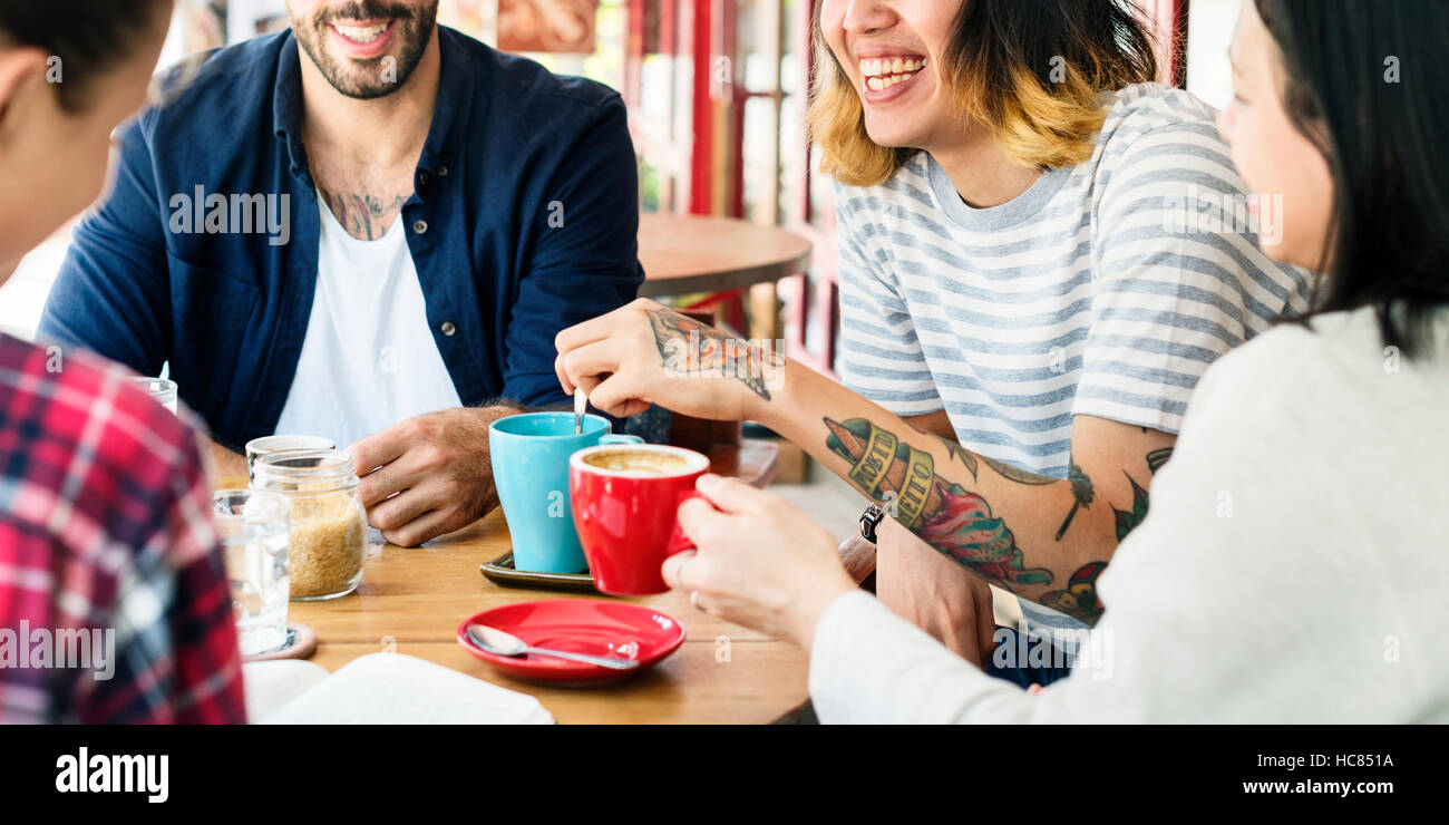 Group Of People Drinking Coffee Concept Stock Photo - Alamy