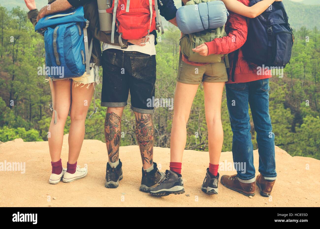 Friends Explore Nature Outdoors Concept Stock Photo - Alamy