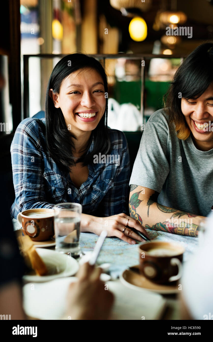 Group Of People Drinking Coffee Concept Stock Photo - Alamy