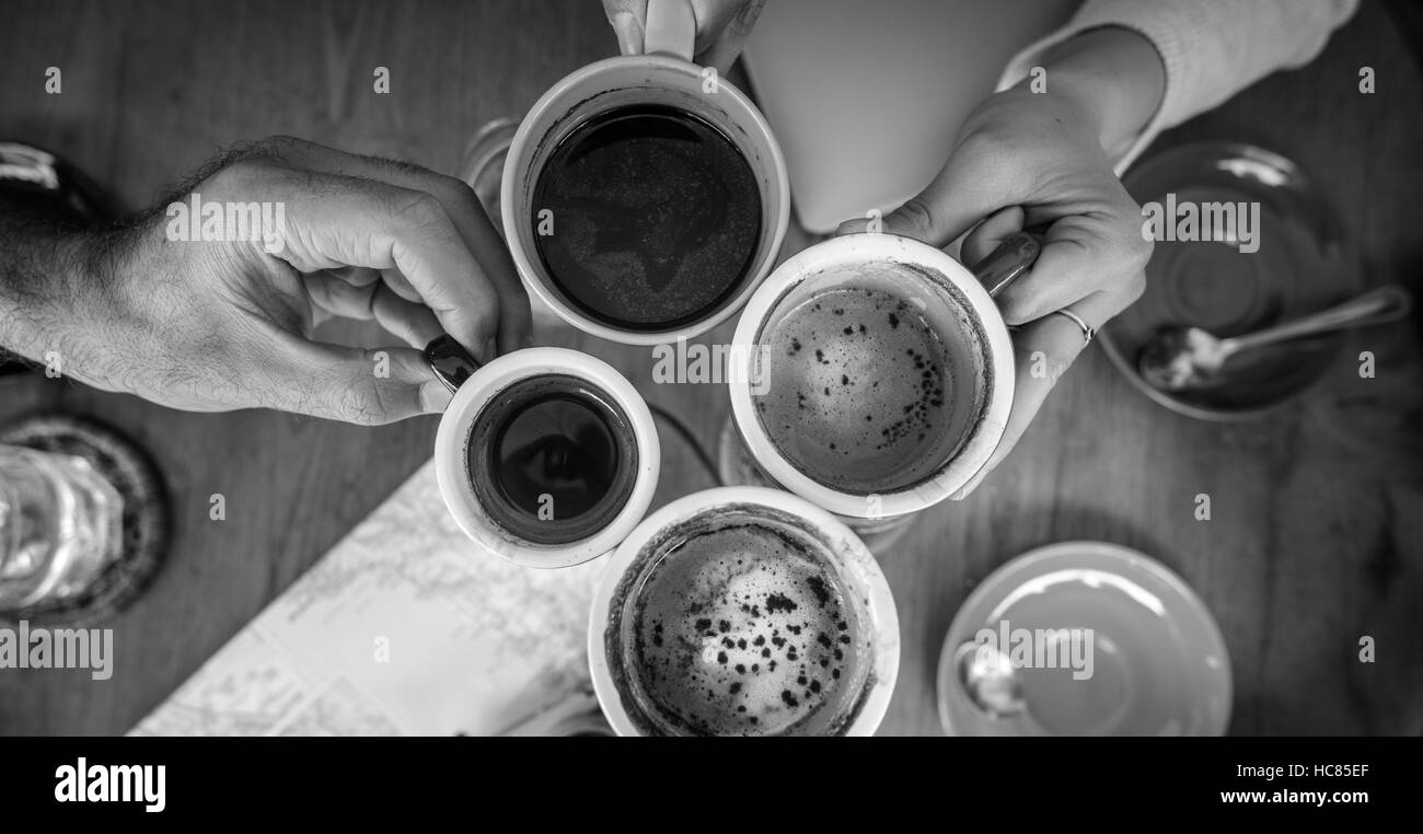 Group Of People Drinking Coffee Concept Stock Photo - Alamy
