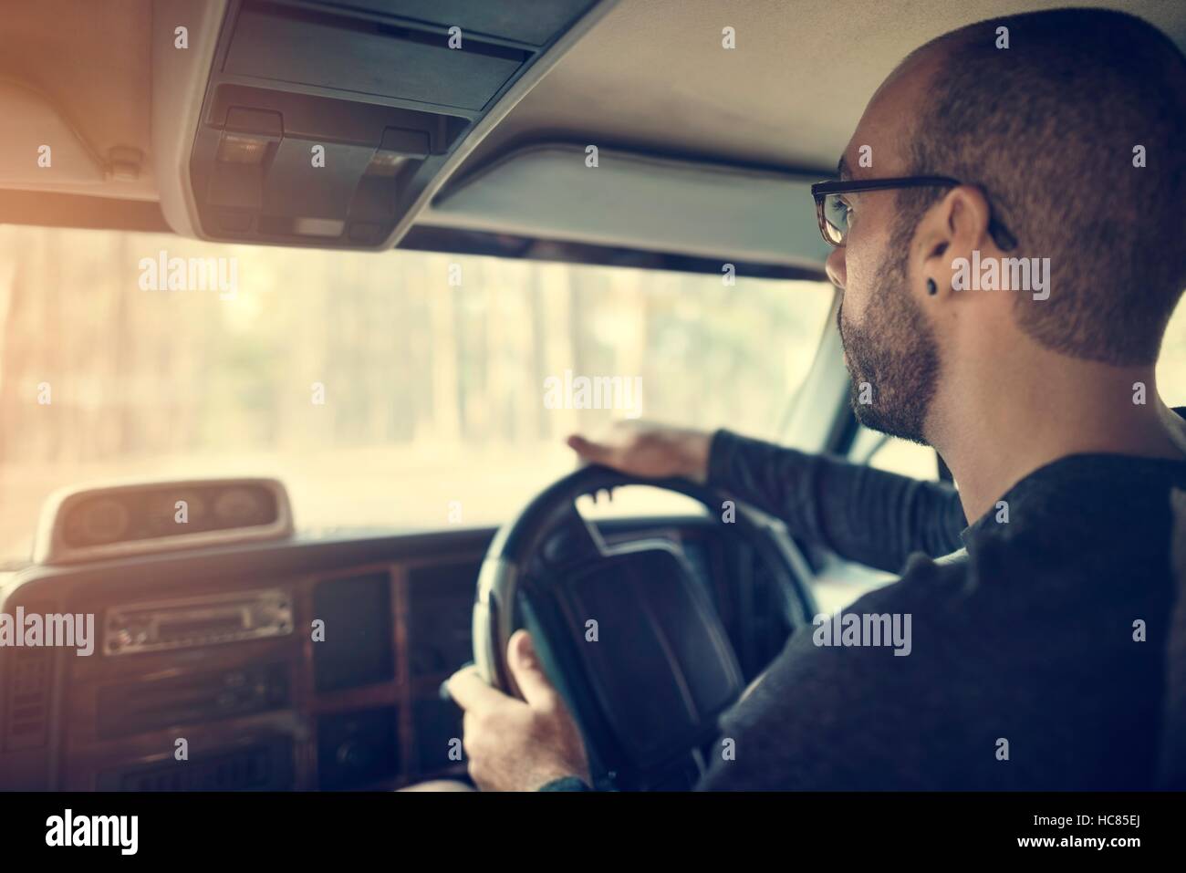 Man Driving Road Trip Travel Concept Stock Photo - Alamy