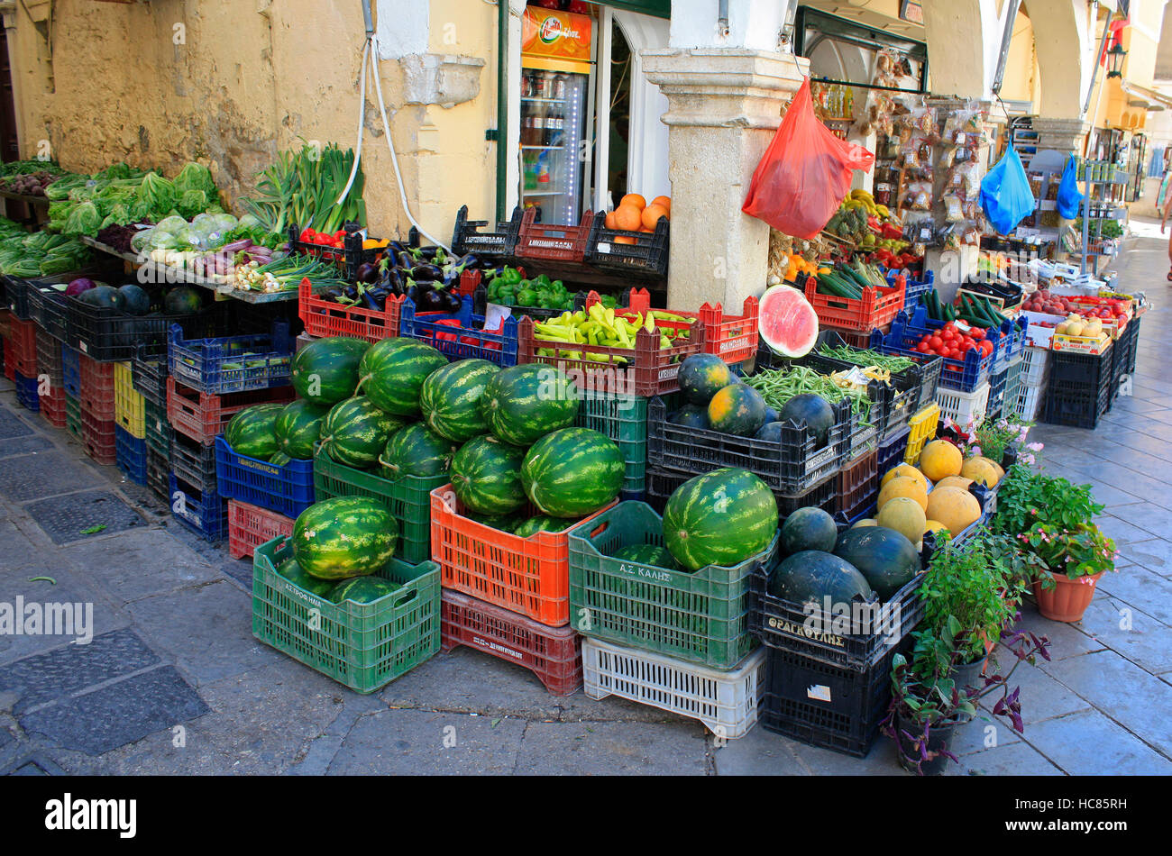 Fruit and Vegetable Shop Corfu Town Greek Ionian Island Greece EU ...