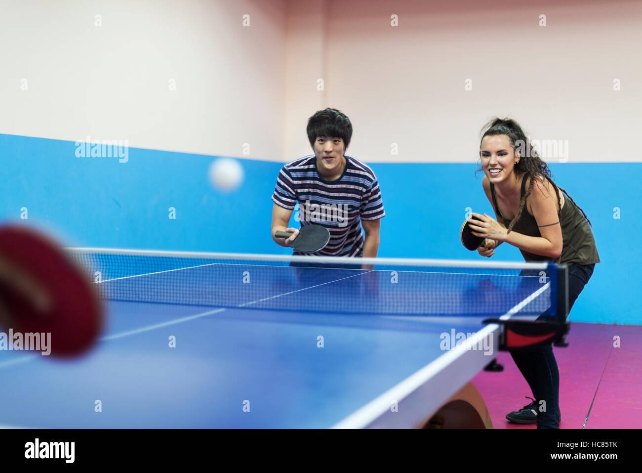Table Tennis Ping-Pong Friends Sport Concept Stock Photo - Alamy