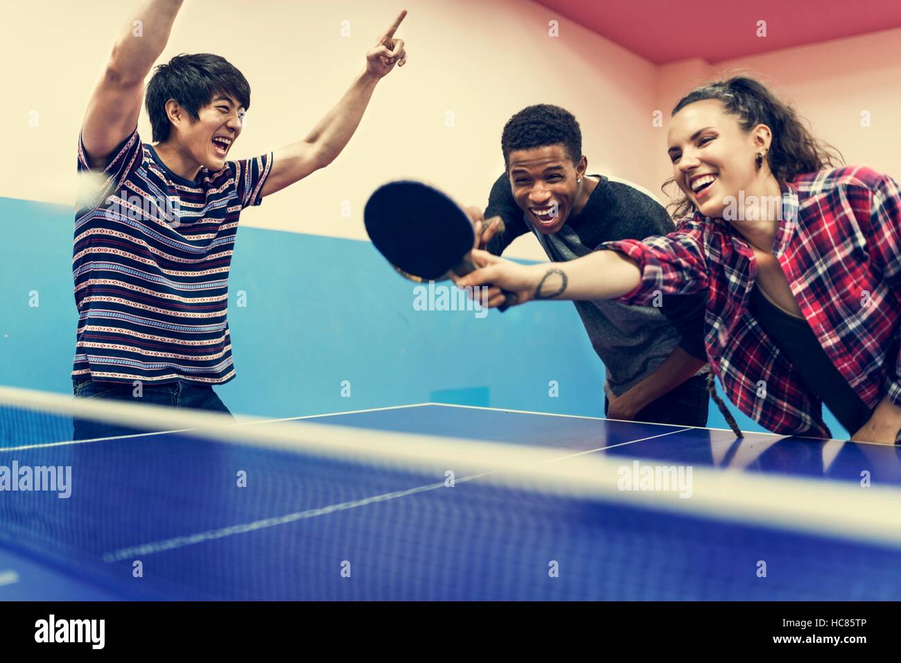 Table Tennis Ping-Pong Friends Sport Concept Stock Photo - Alamy