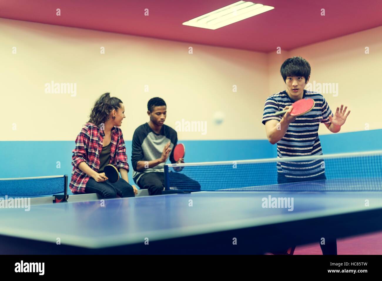 Table Tennis Ping-Pong Friends Sport Concept Stock Photo - Alamy