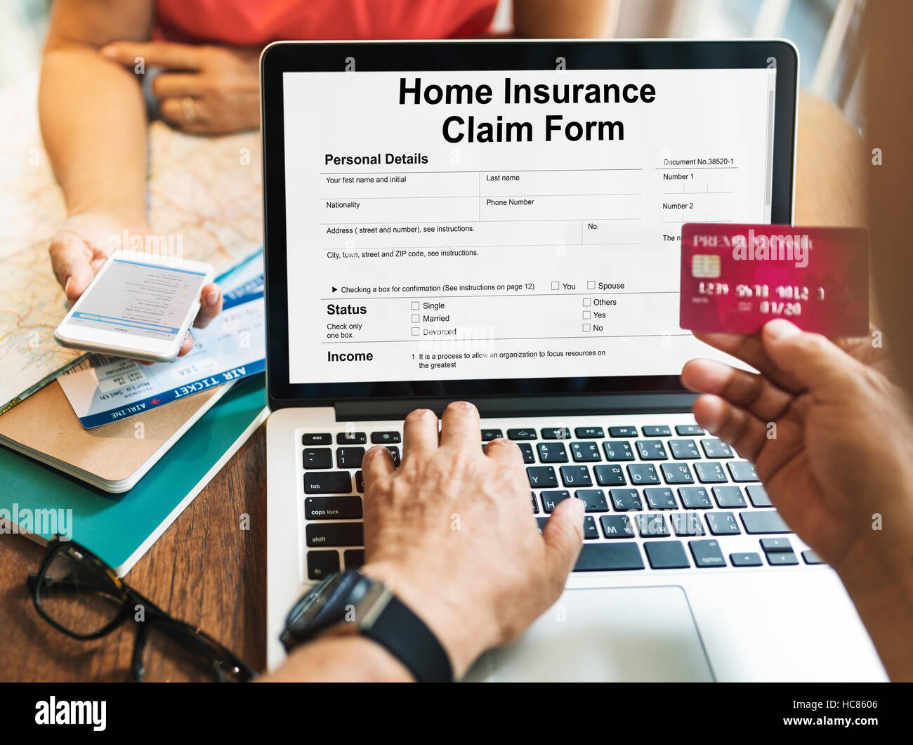 Home Insurance Claim Form Document Refund Concept Stock Photo - Alamy