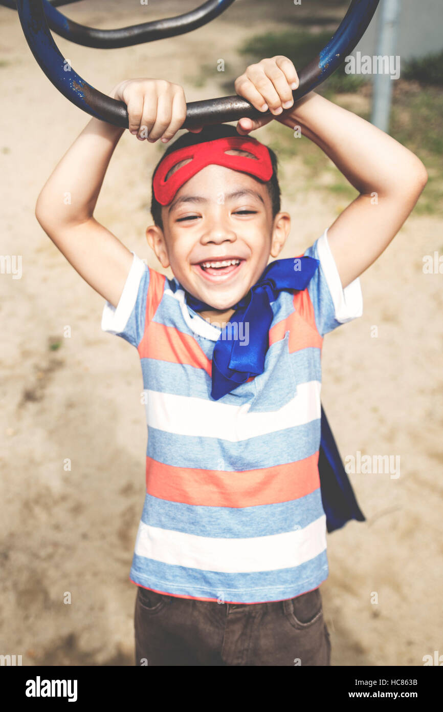 Playground Yard Superhero Freedom Child Boy Concept Stock Photo - Alamy