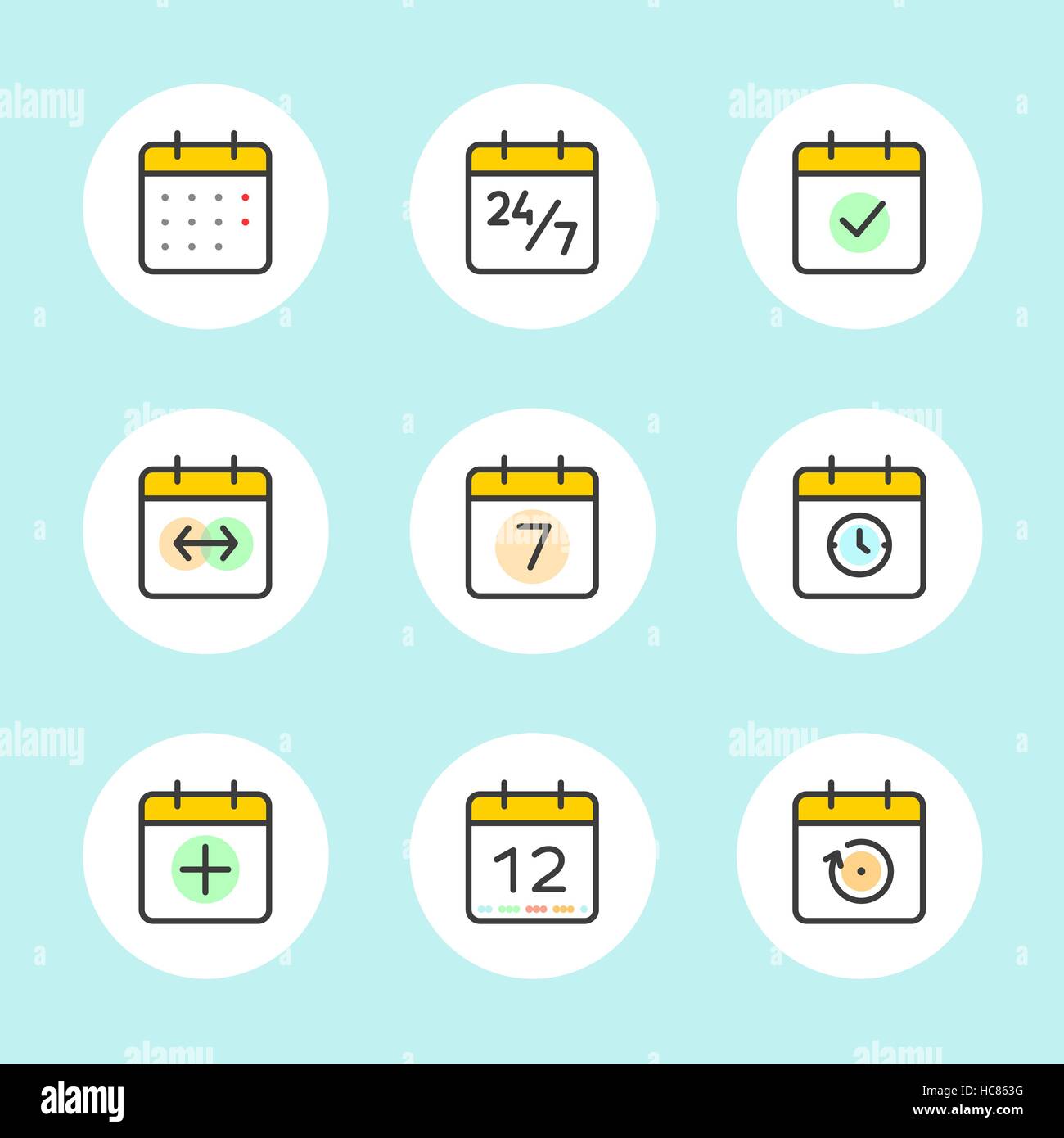 Calendar Vector Icons Set Stock Vector Image & Art - Alamy