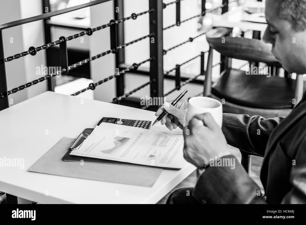 Financial business table Black and White Stock Photos & Images - Alamy