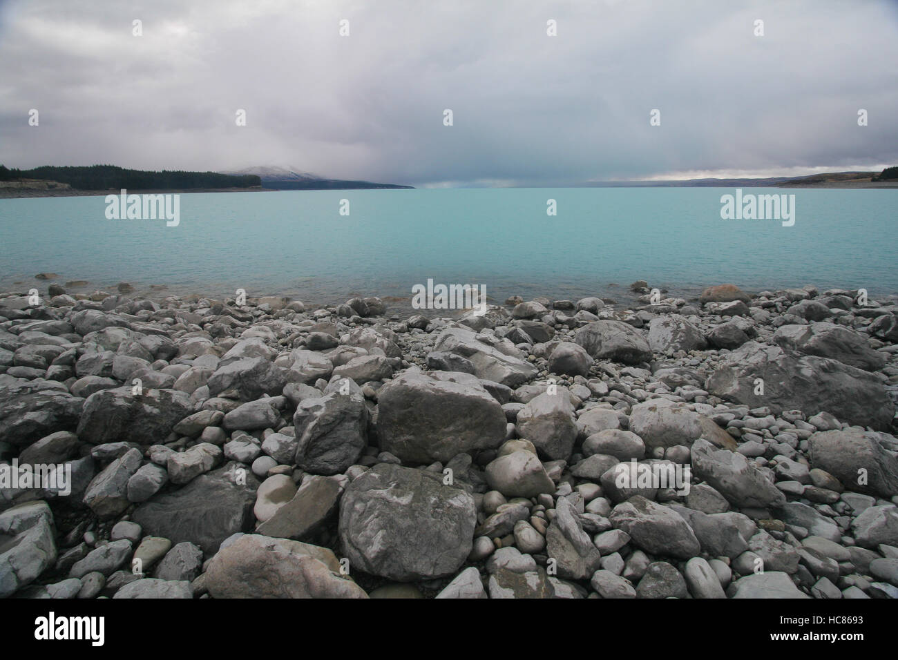 Cyan Lake Pukaki / Nature landscape Stock Photo - Alamy