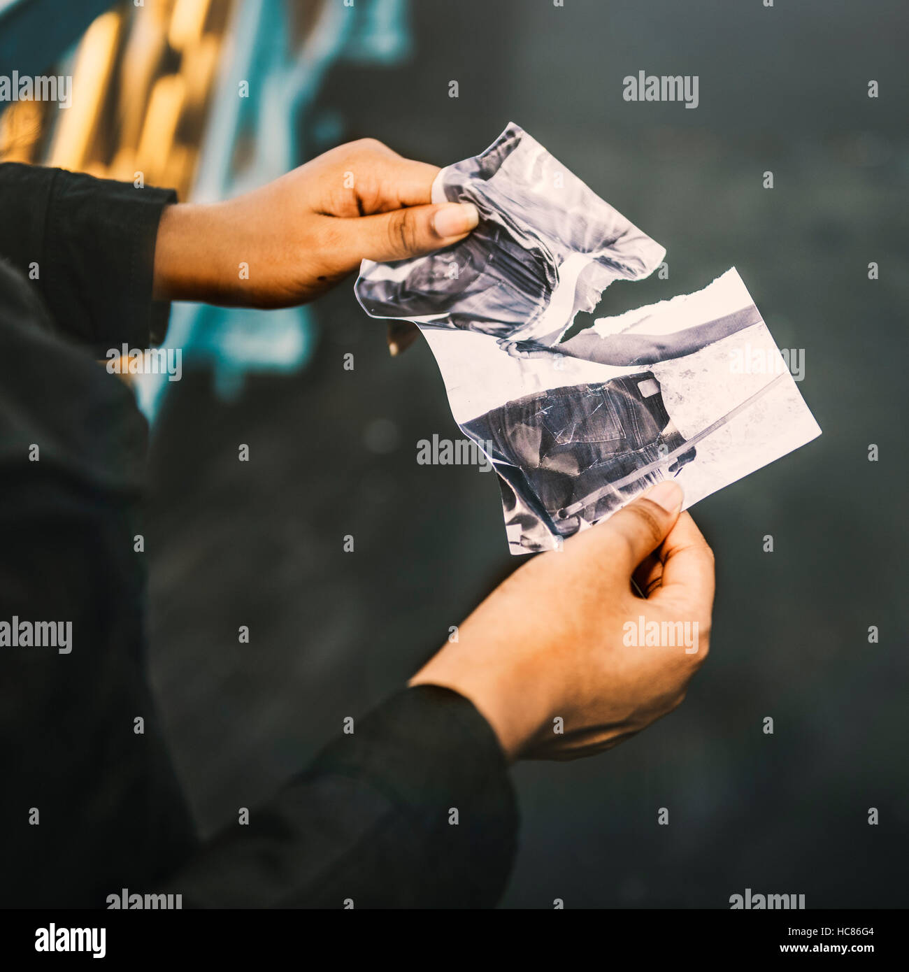Tearing Photo Torn Apart Breakup Sadness Concept Stock Photo - Alamy