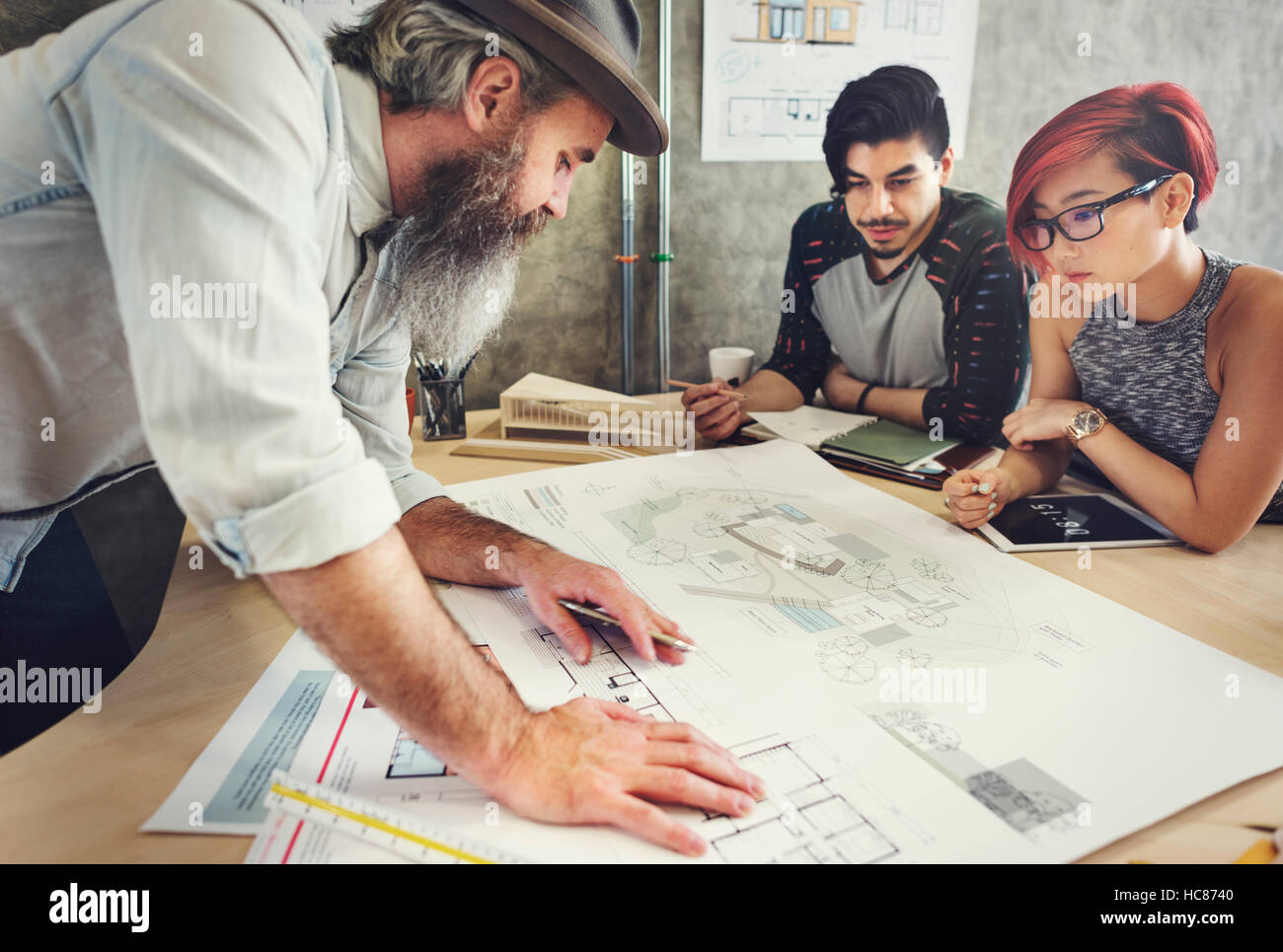 Design Studio Architect Creative Occupation Meeting Blueprint Concept ...