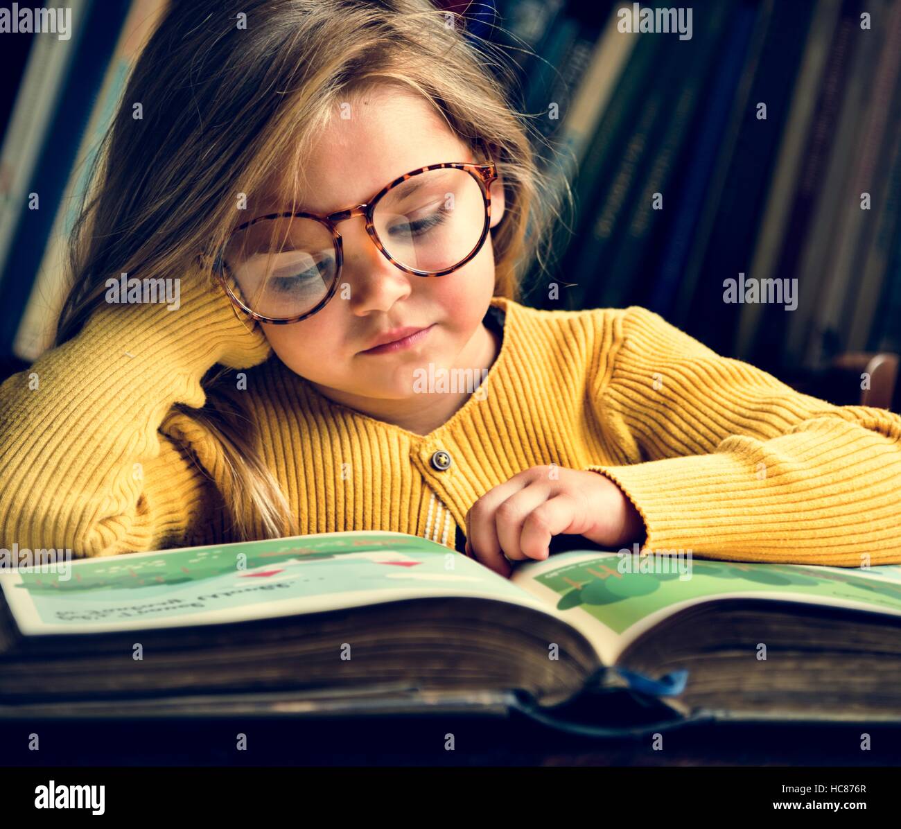 Adorable Cute Girl Reading Storytelling Concept Stock Photo - Alamy