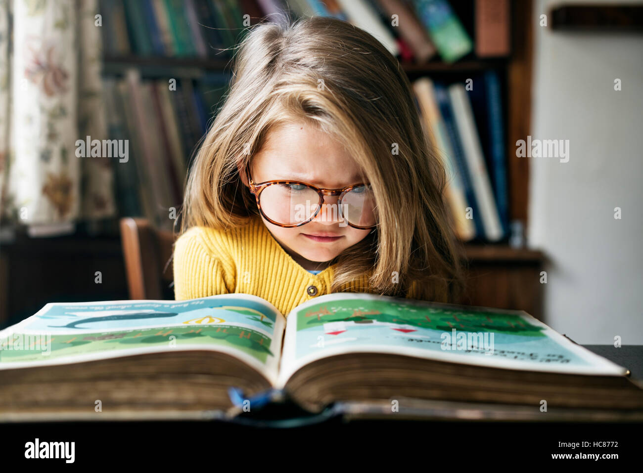 Adorable Cute Girl Reading Storytelling Concept Stock Photo - Alamy