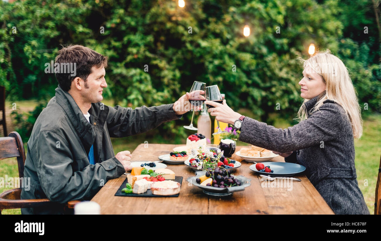 Couple Cheers Love Wine Concept Stock Photo - Alamy