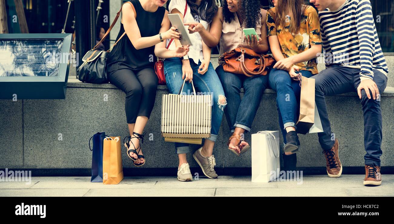 Group Of People Shopping Concept Stock Photo - Alamy