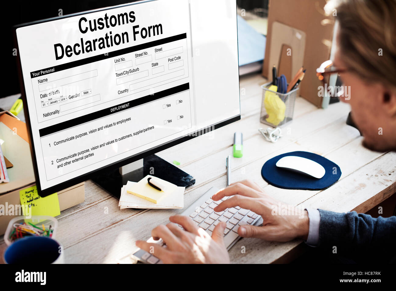 Customs Declaration Form Invoice Freight Parcel Concept Stock Photo - Alamy