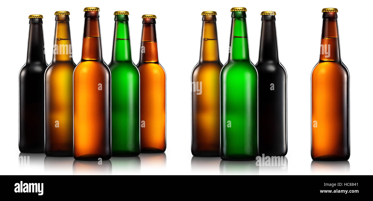 Set of beer bottles isolated Stock Photo - Alamy