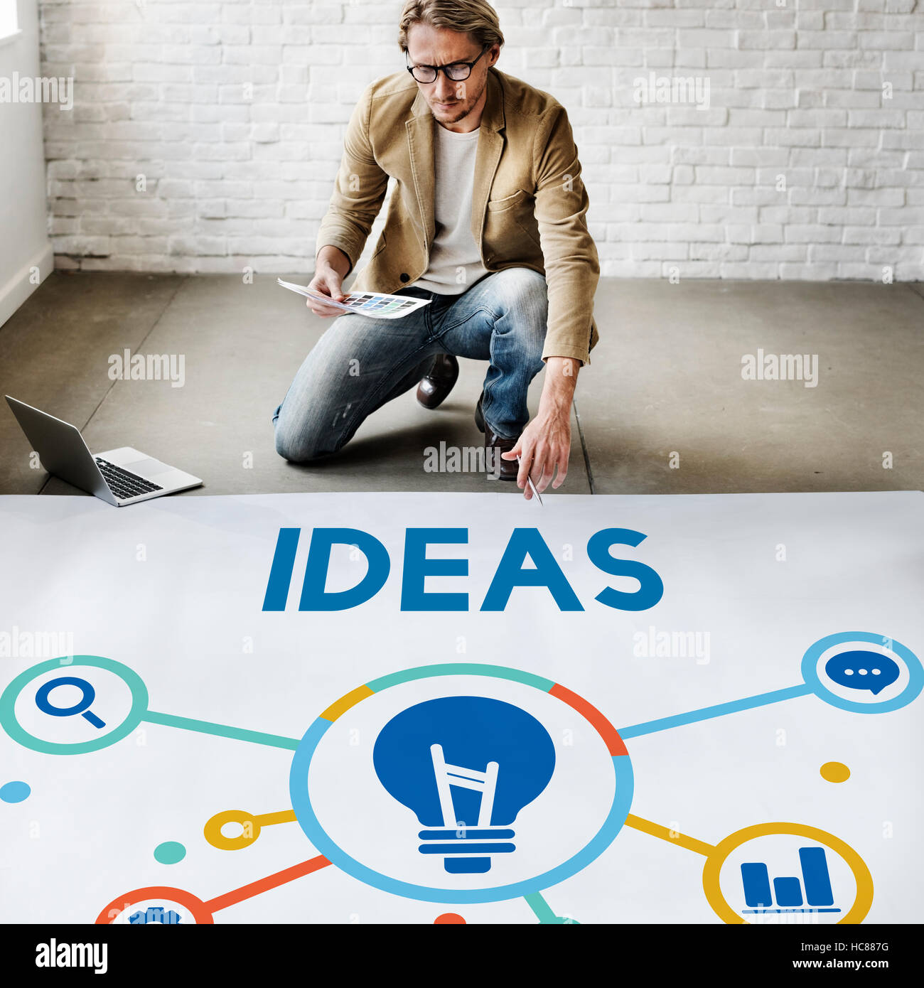 Ideas Development Icons Word Concept Stock Photo - Alamy