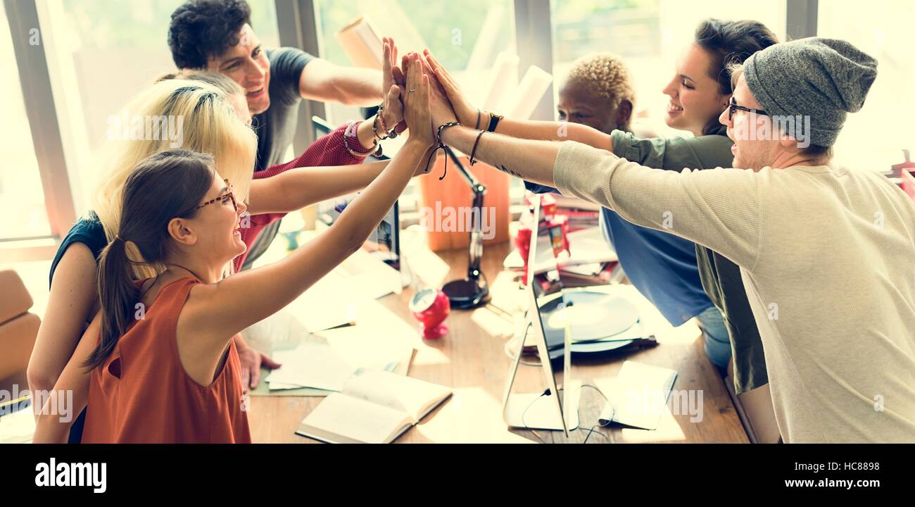 Teamwork Power Successful Meeting Workplace Concept Stock Photo - Alamy