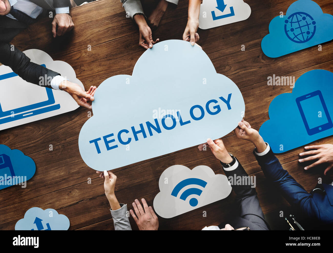 Cloud Words Online Technology Network Concept Stock Photo - Alamy