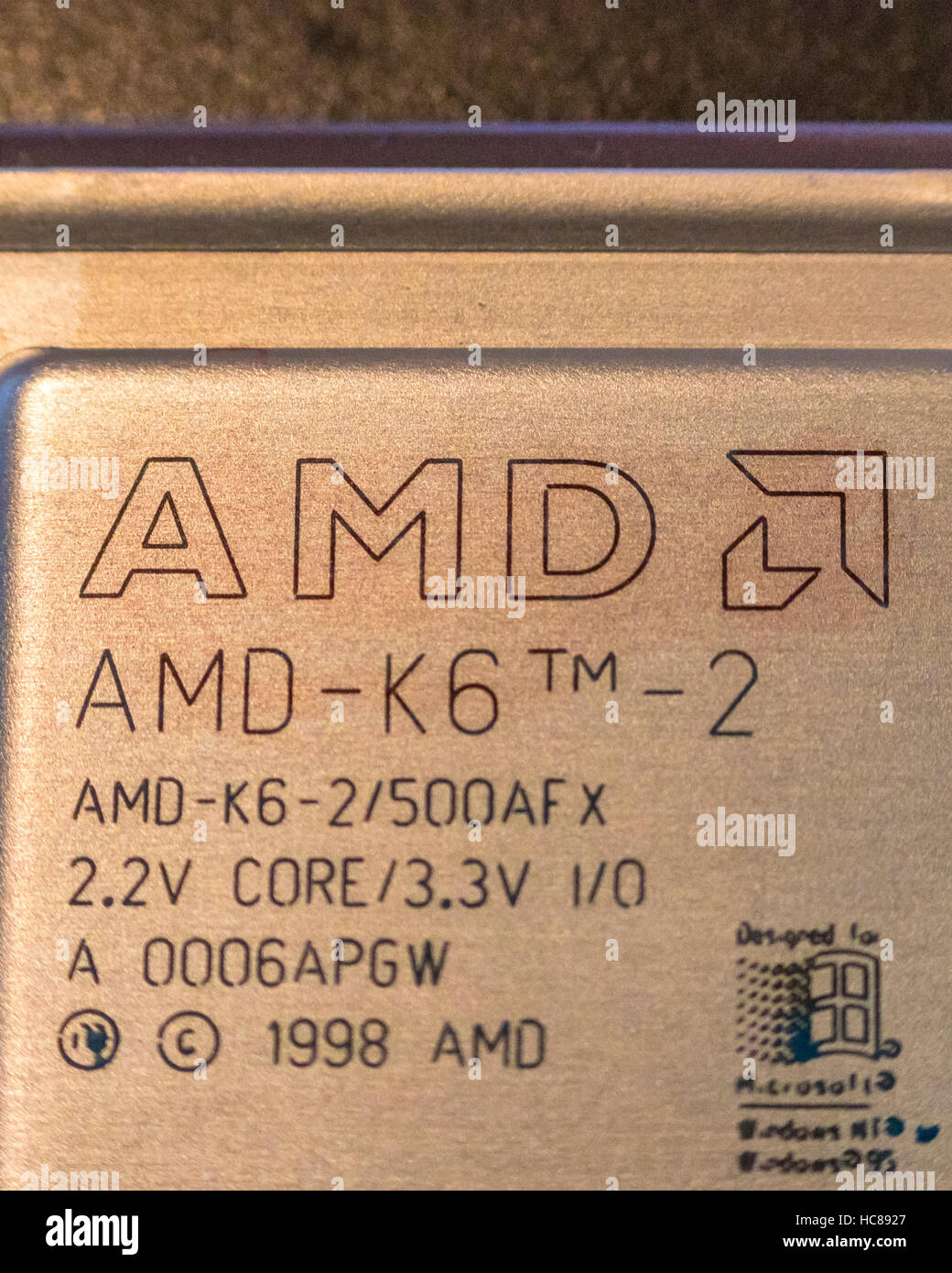 An AMD logo on a CPU Stock Photo - Alamy