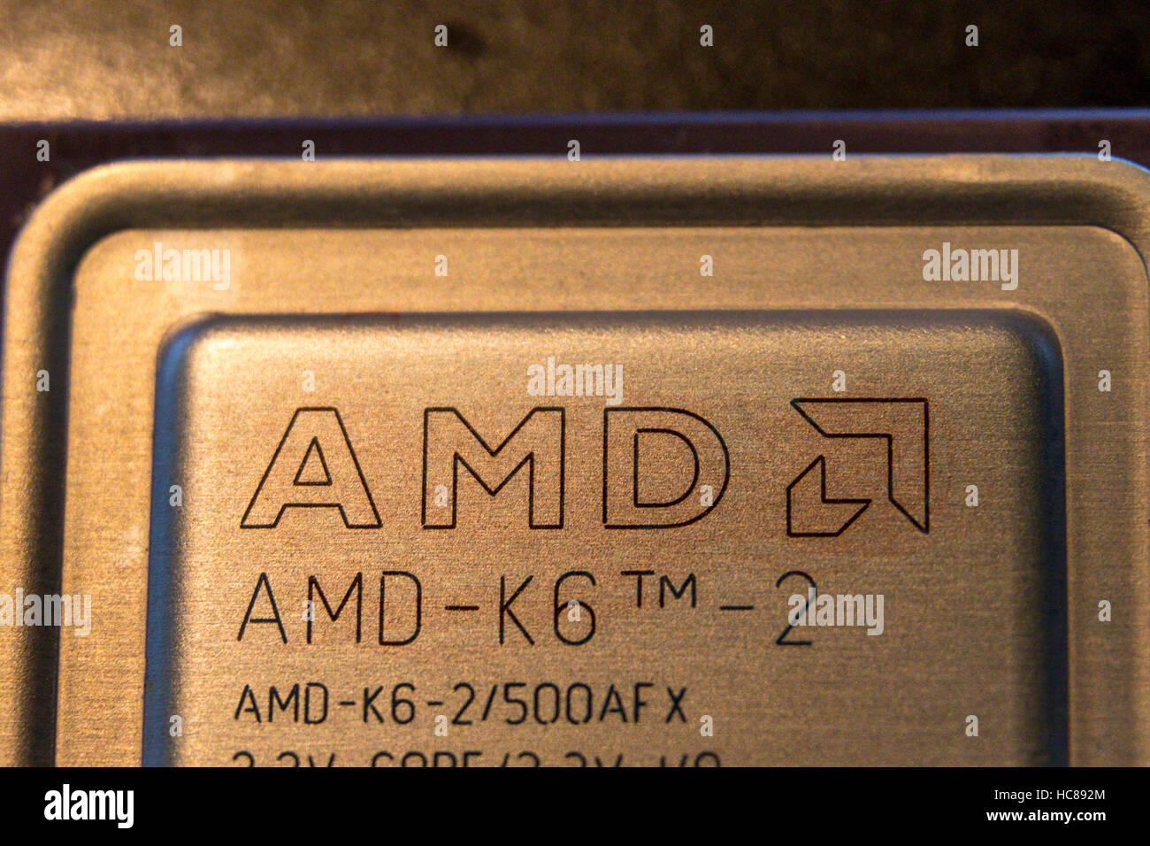 An AMD logo on a CPU Stock Photo - Alamy