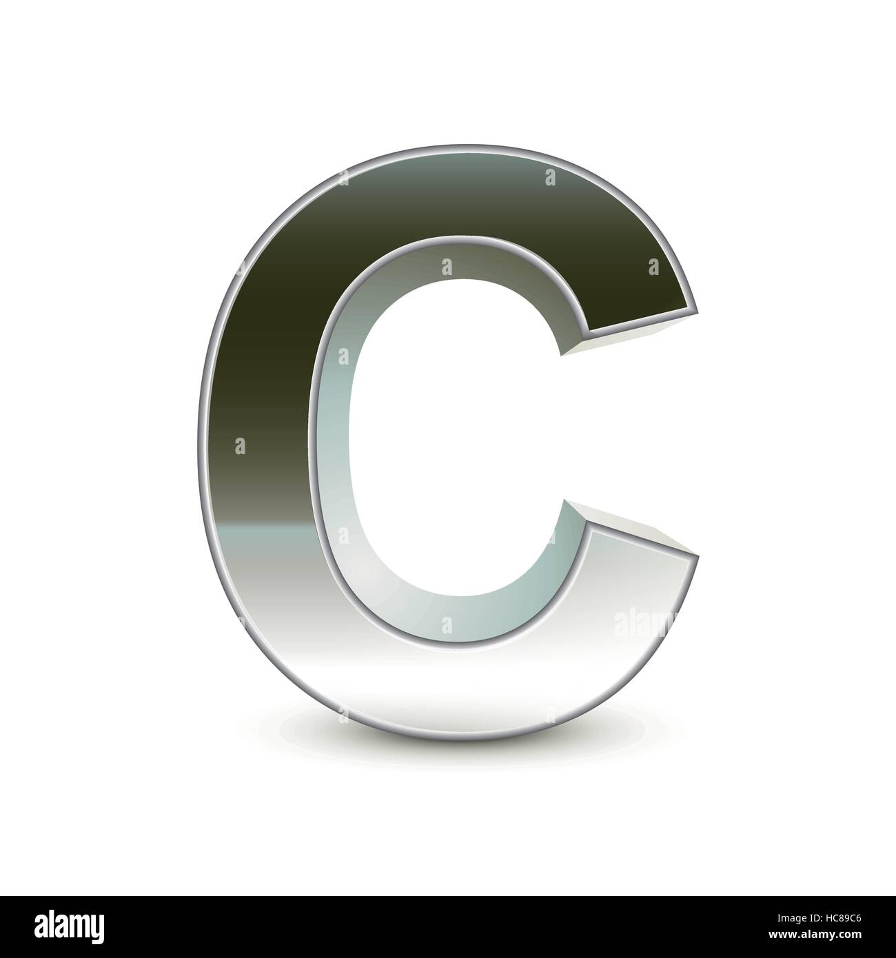 3d silver steel letter C isolated white background Stock Vector Image ...