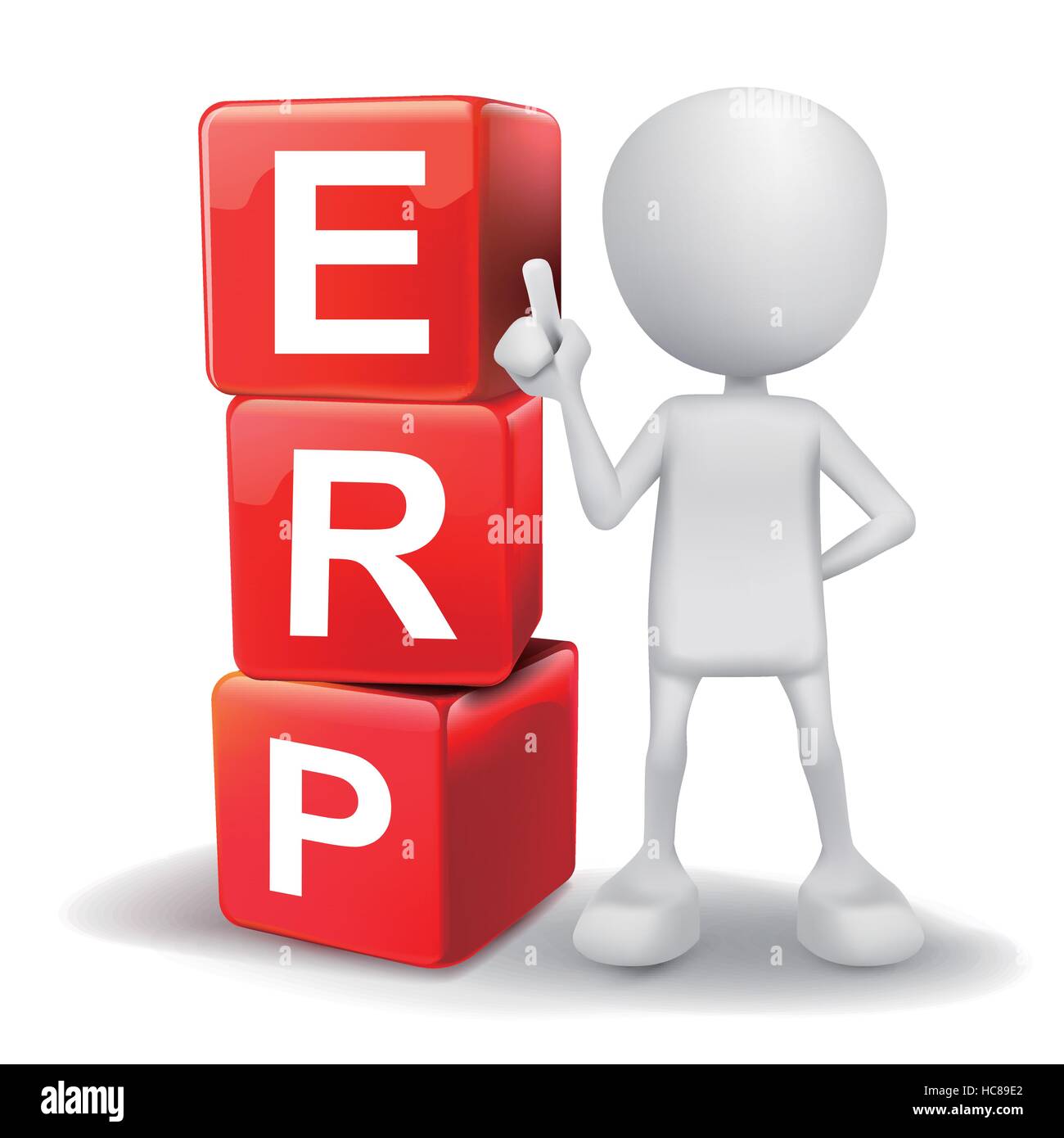 vector 3d human with word ERP Enterprise Resource Planning cubes on ...