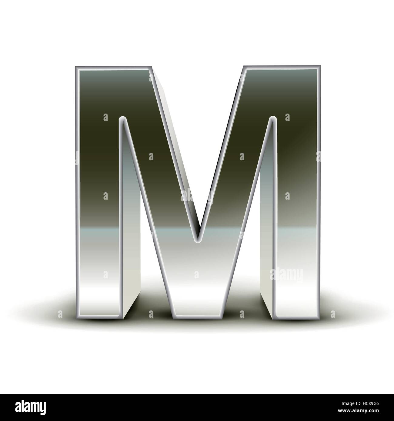 3d silver steel letter M isolated white background Stock Vector Image ...