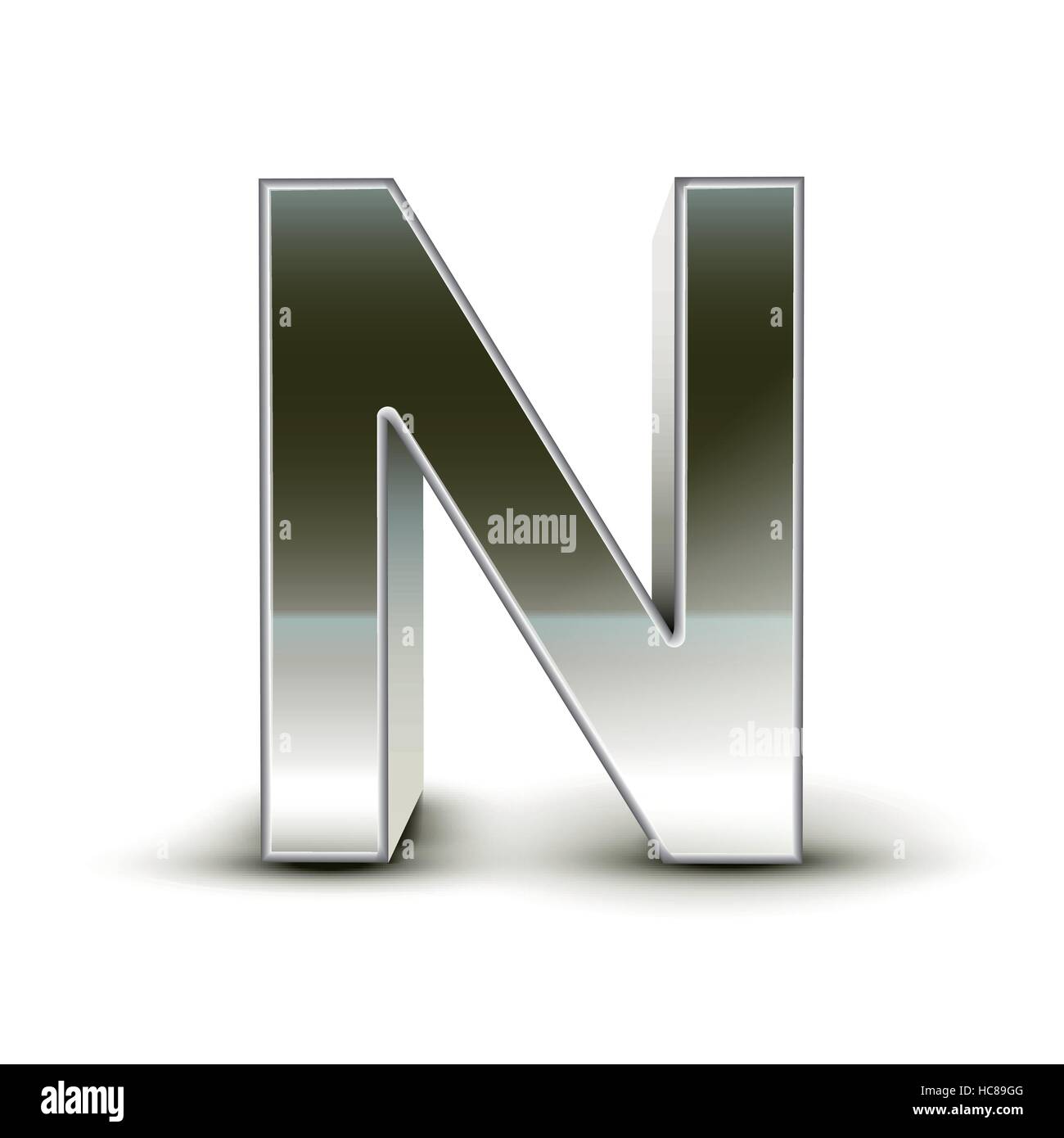 3d silver steel letter N isolated white background Stock Vector Image ...