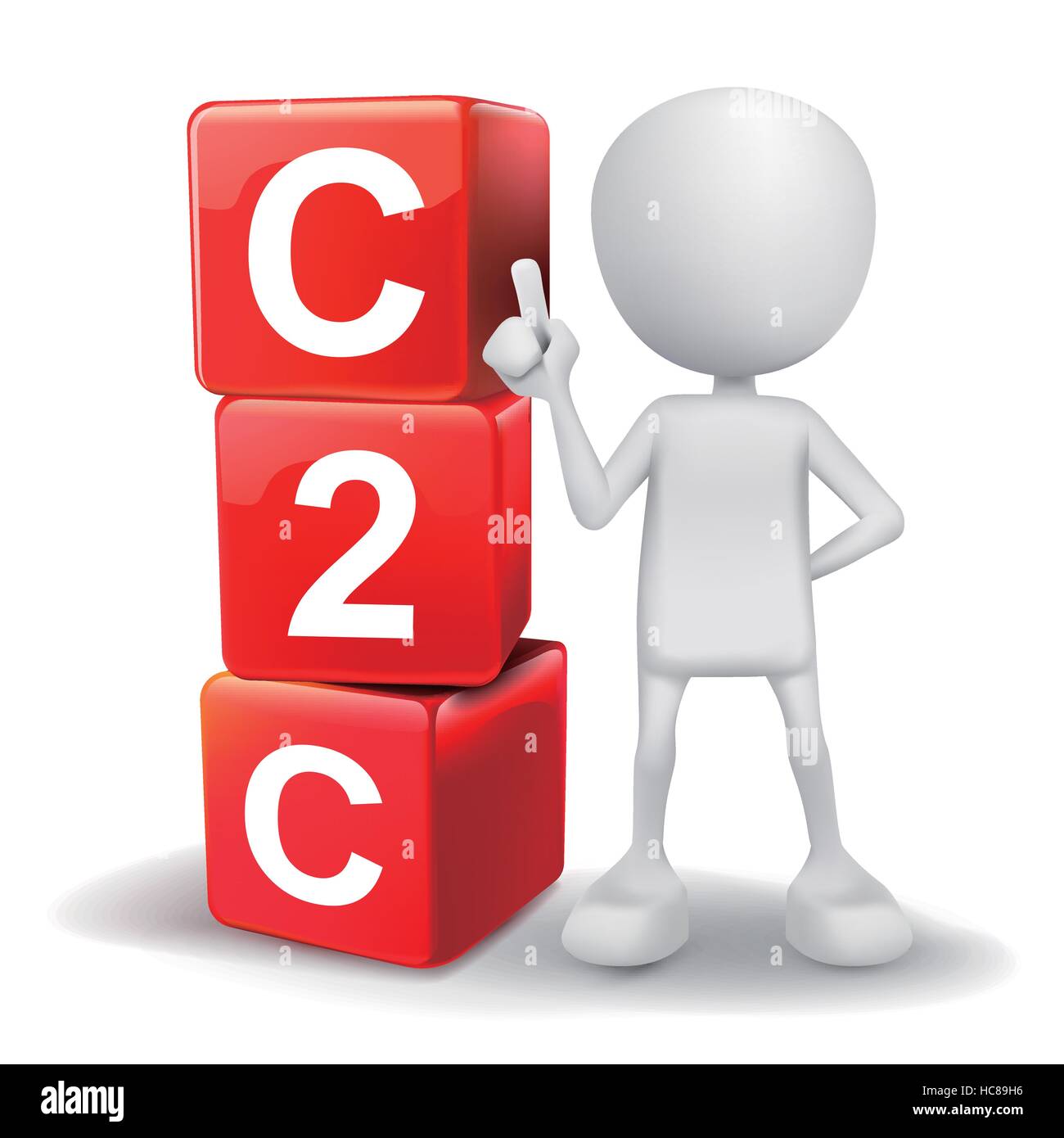 vector 3d human with word C2C client to client cubes on white ...