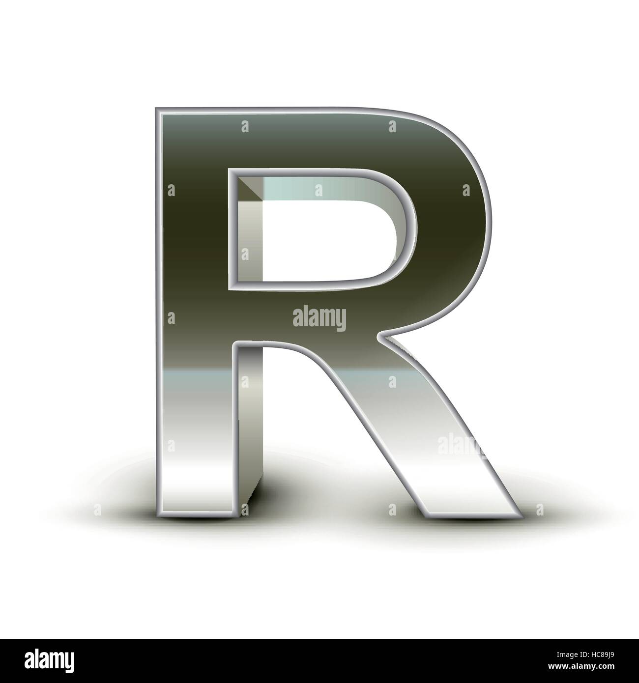 3d silver steel letter R isolated white background Stock Vector Image ...