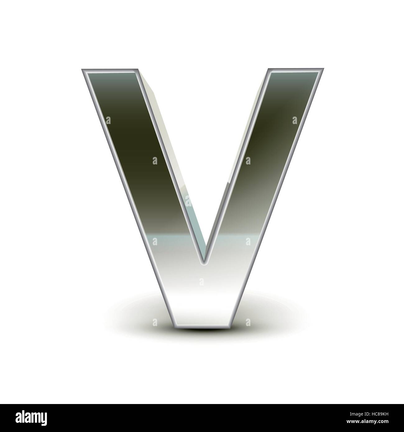 3d silver steel letter V isolated white background Stock Vector Image ...