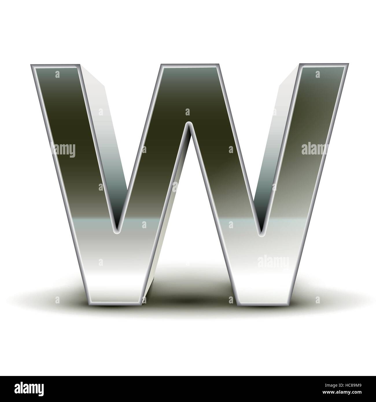 3d silver steel letter W isolated white background Stock Vector Image ...