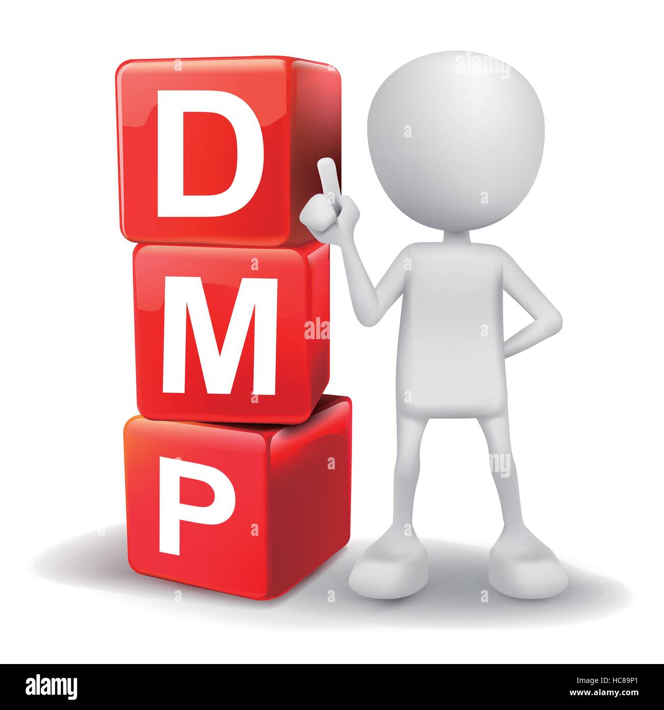 vector 3d human with word DMP debt management plan cubes on white ...