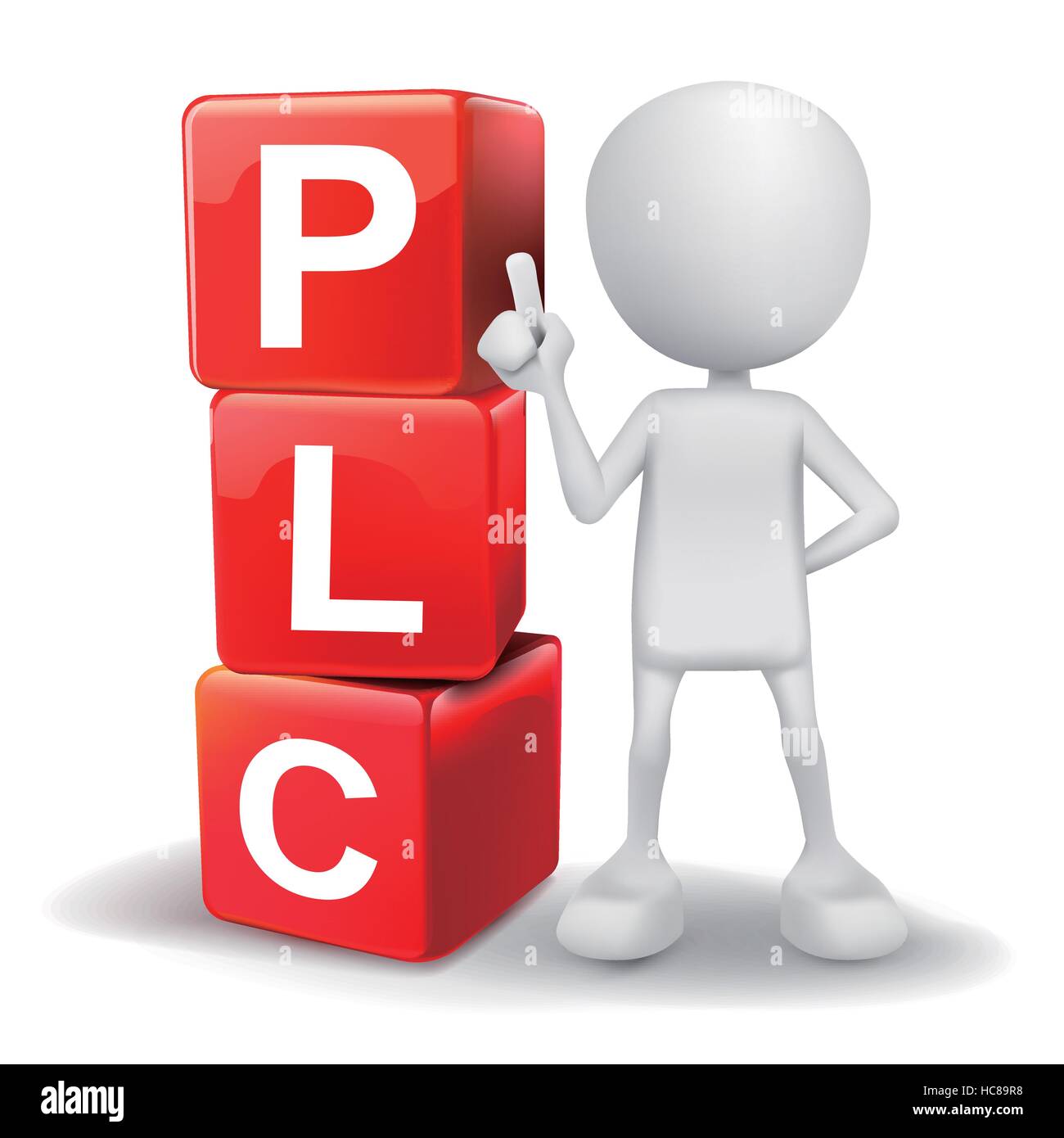 vector 3d human with word PLC product life cycle cubes on white ...