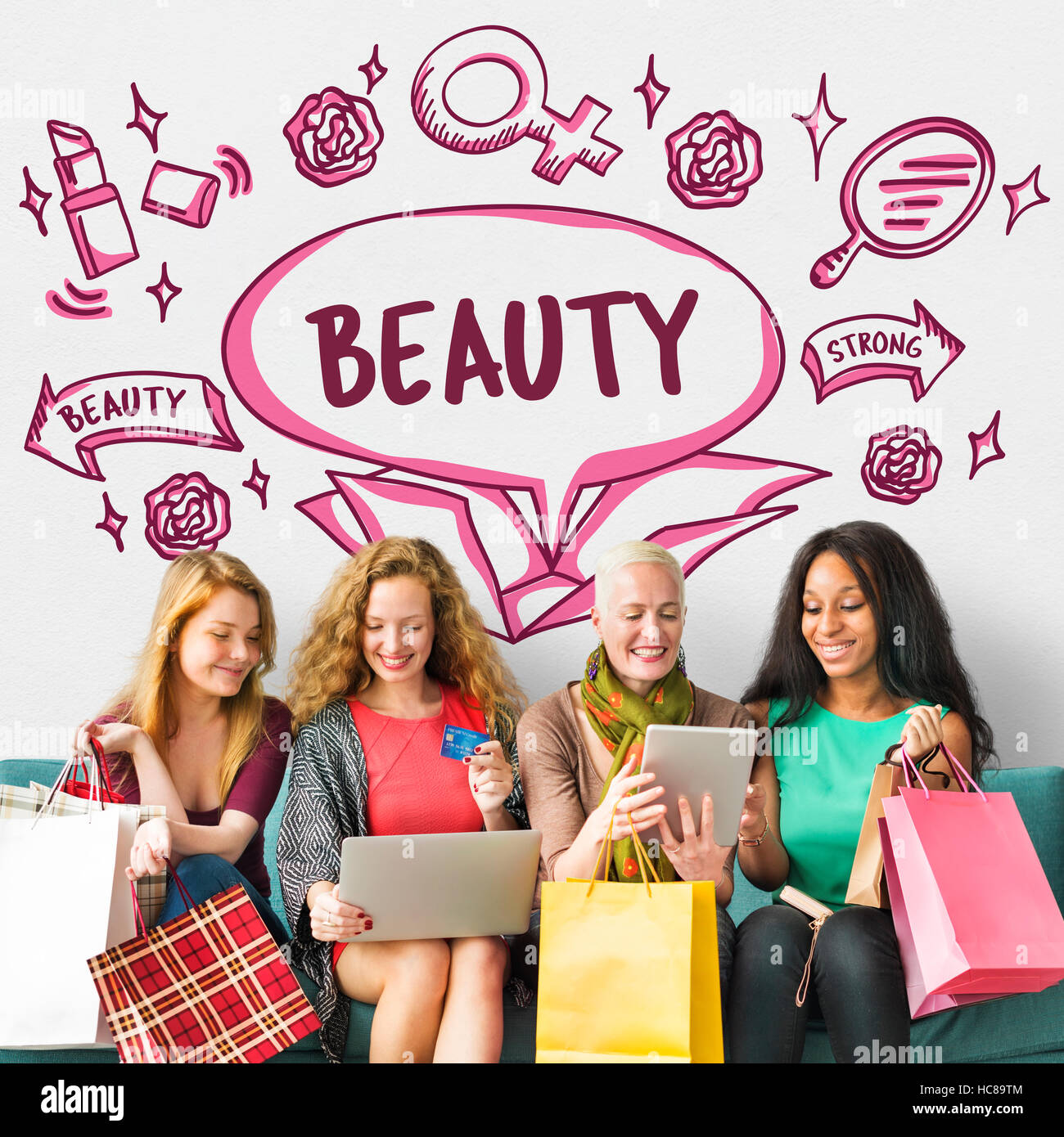 Feminine Icons Symbols Outside Box Sketch Concept Stock Photo - Alamy