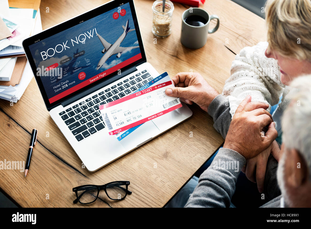 Air Ticket Flight Booking Concept Stock Photo - Alamy